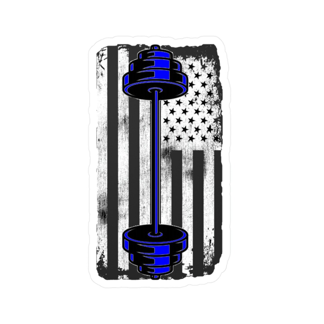 Blue Line/ Barbell Vinyl Decal - Etsy