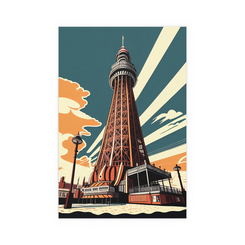 Blackpool Tower Poster Cartoon Style Art for Home or Office Décor ...