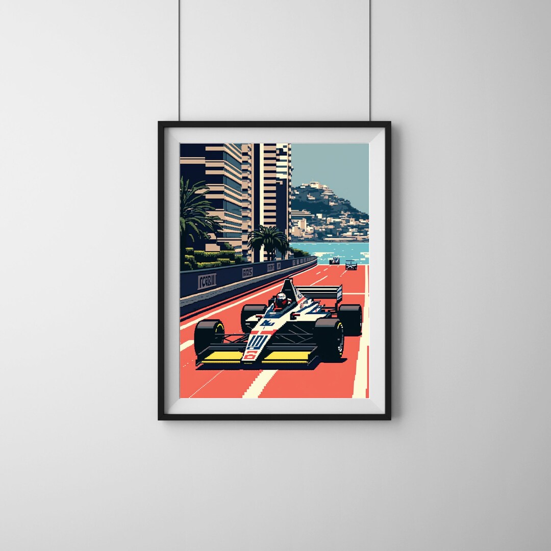 Pixelated F1 Monaco Car Poster Unframed Racing Art in 2 Sizes Perfect ...