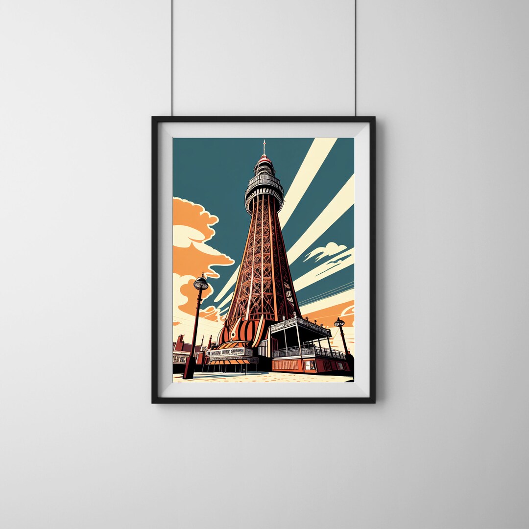 Blackpool Tower Poster - Cartoon Style Art for Home or Office Décor ...