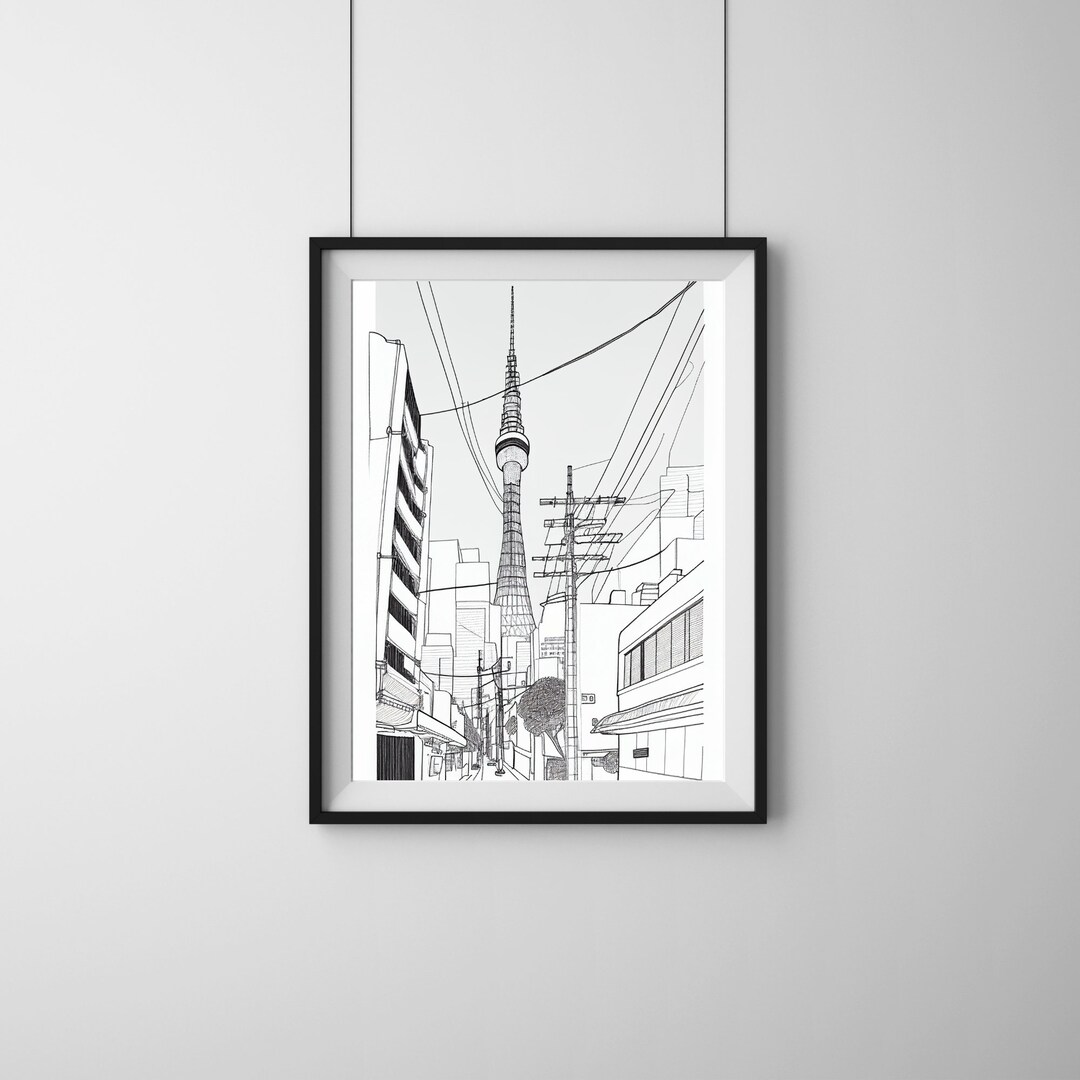 Tokyo Line Art Poster Japanese Cityscape Wall Art Available in 2 Sizes ...