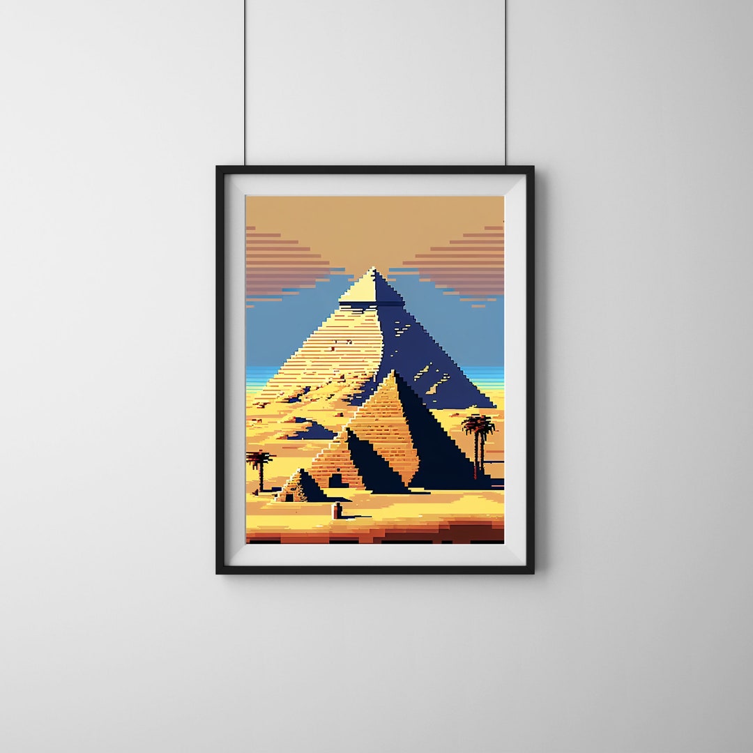 Pixelated Art Great Pyramids Poster - Unique Wall Décor in 2 Sizes ...