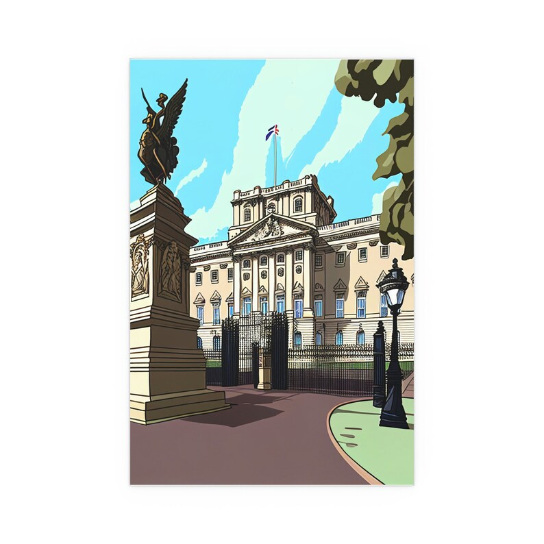 Buckingham Palace Poster Cartoon Style Art Print Multiple Sizes ...