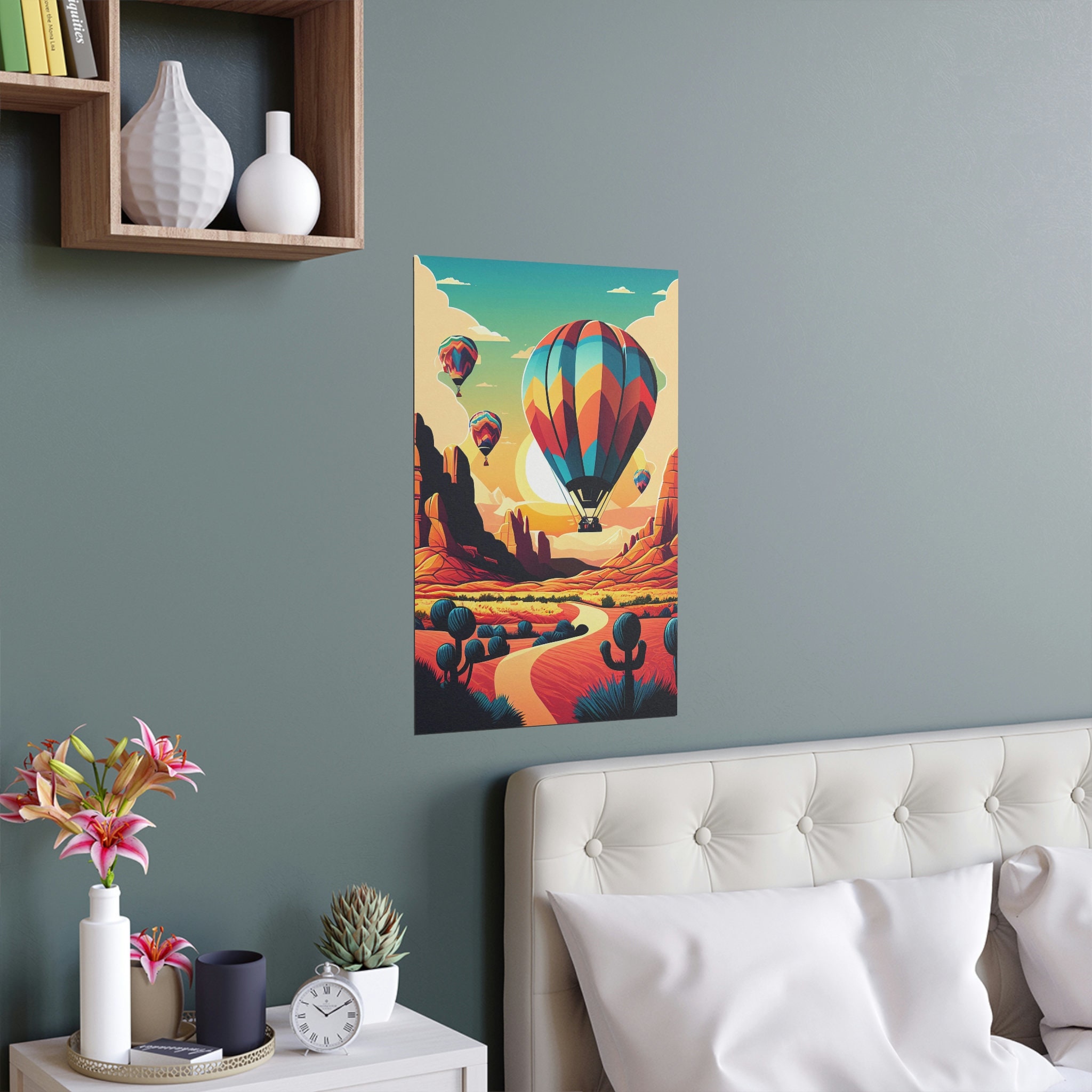 Pop Art Style Hot Air Balloon Poster Desert Adventure Wall Art ...