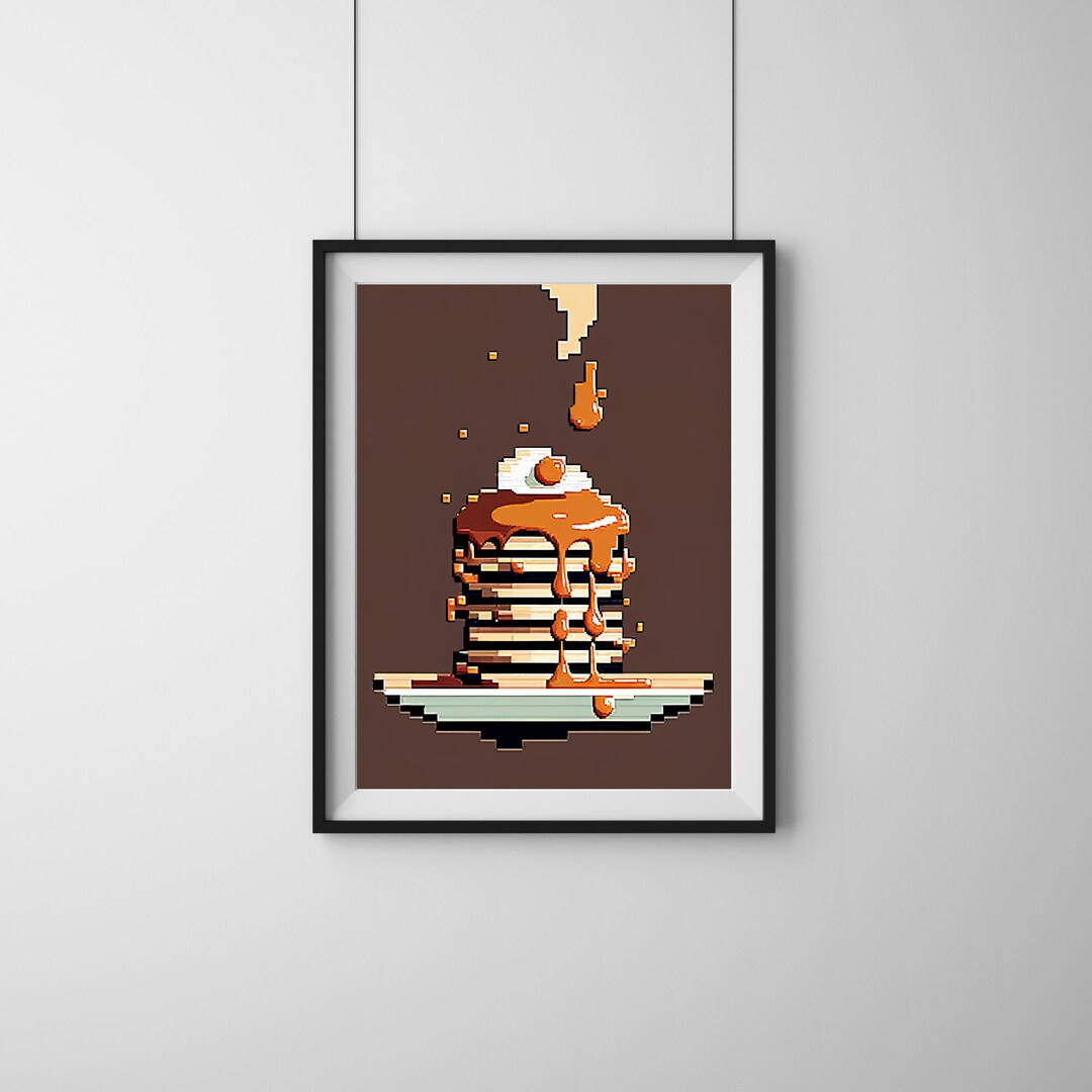 Pixelated Art Stack of Pancakes Poster - Kitchen Décor - 2 Sizes ...