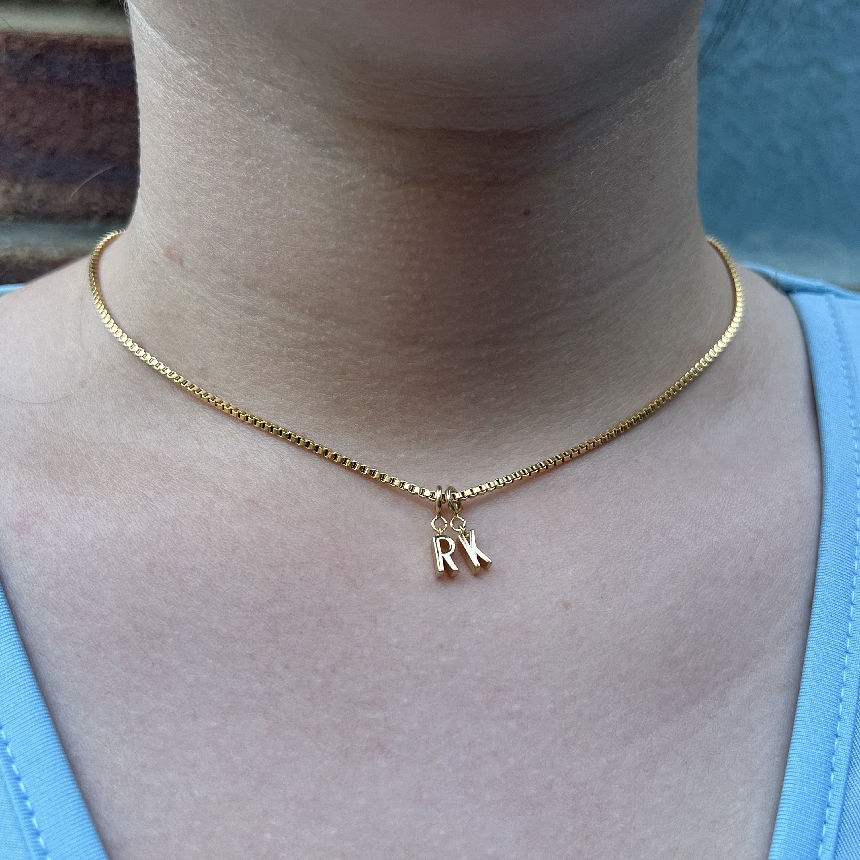 18K Gold Initial Letter Necklace Mens Initial Necklace Small Gold ...