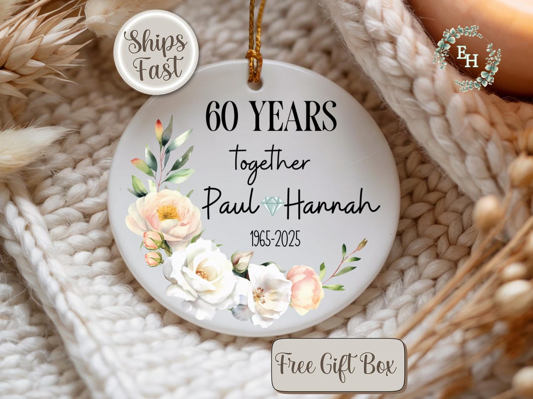 60th Wedding Anniversary Ornament 60-year Anniversary Keepsake 60th ...