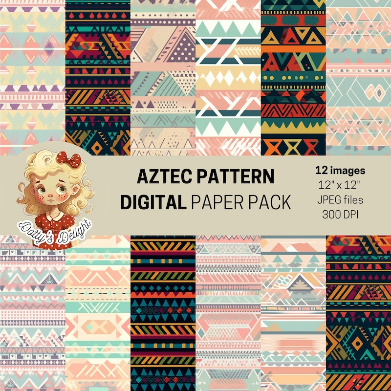 Aztec Digital Paper - Etsy