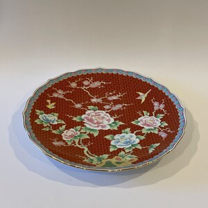Large Kozan Gama (kiln) Scalloped Edge 12" Plate, OMC Japan, Rust With ...