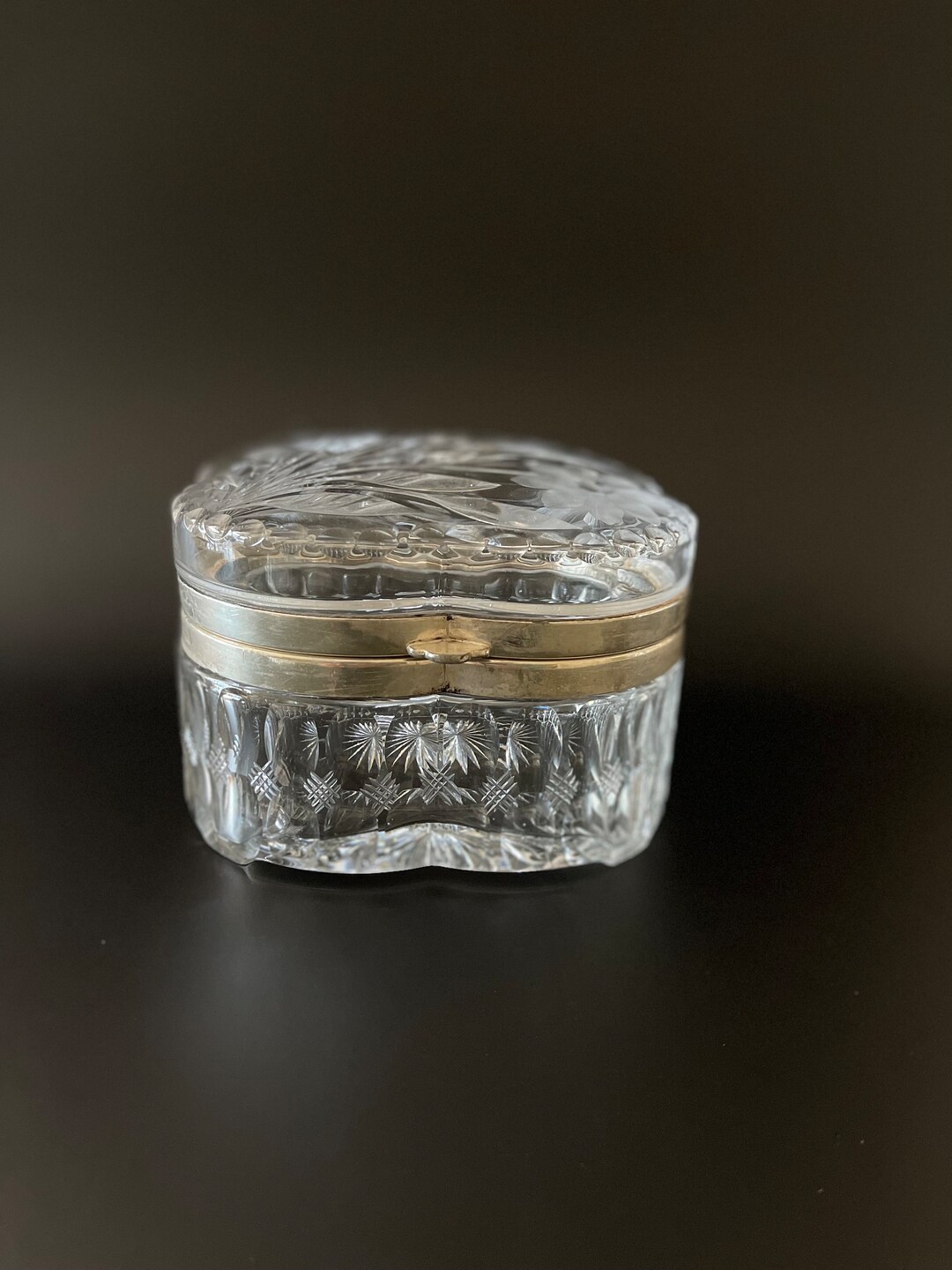 Beautiful and Rare Large Cut Crystal and Sterling Jewelry Box by ...