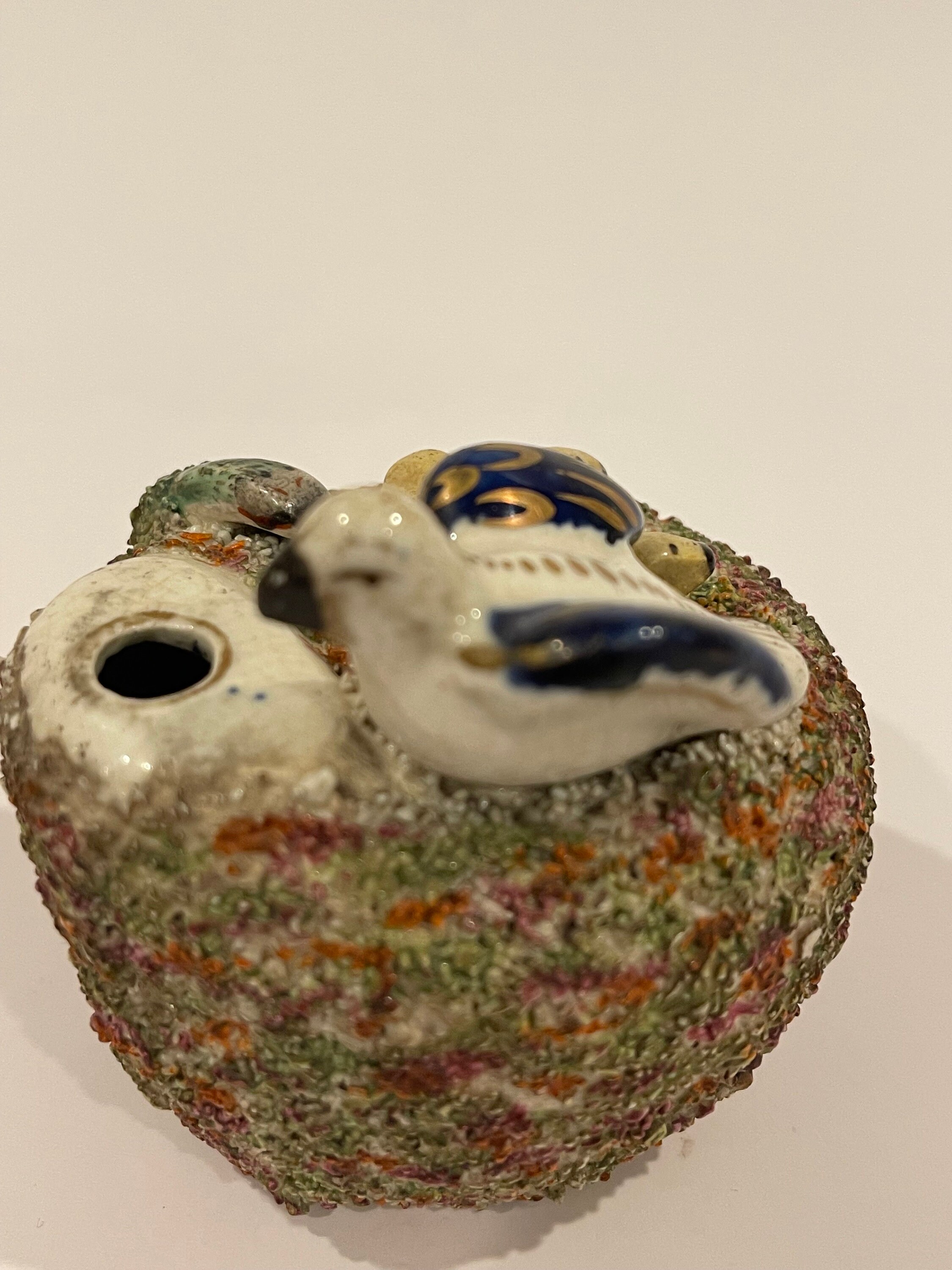 Staffordshire Quill Pen Holder Inkwell Dove Hatchlings Nest and Snake ...