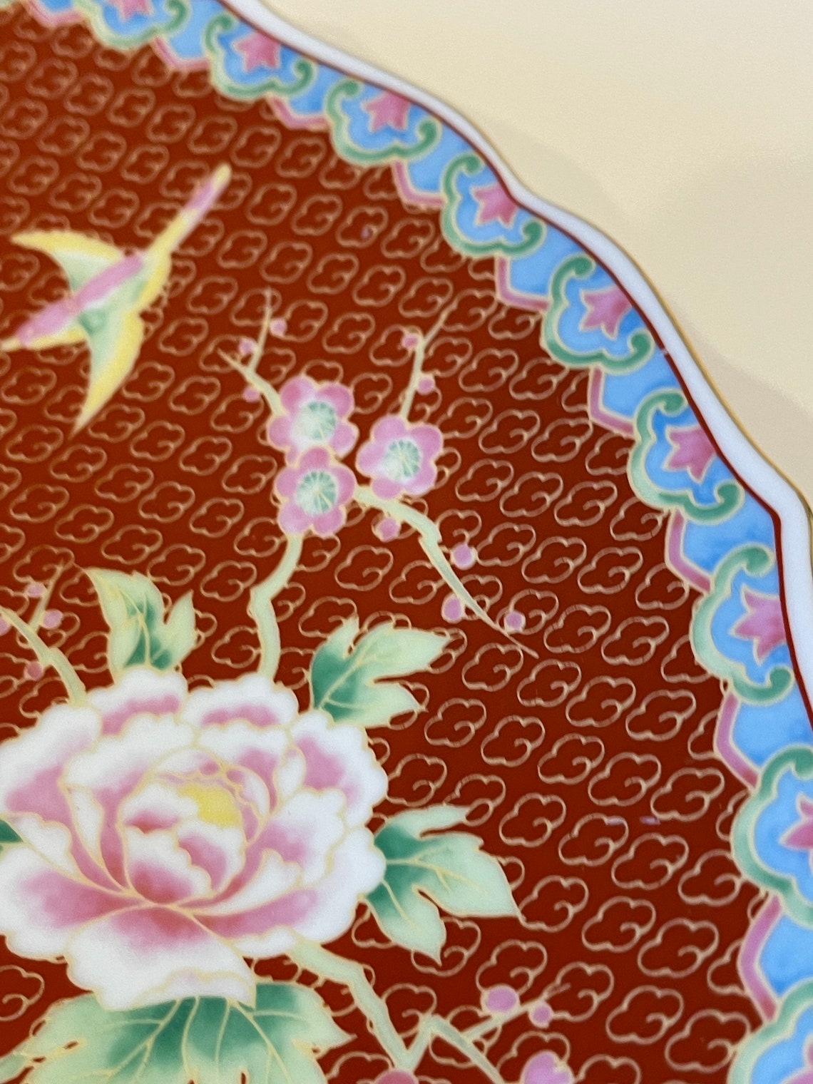 Large Kozan Gama kiln Scalloped Edge 12 Plate, OMC Japan, Rust With ...