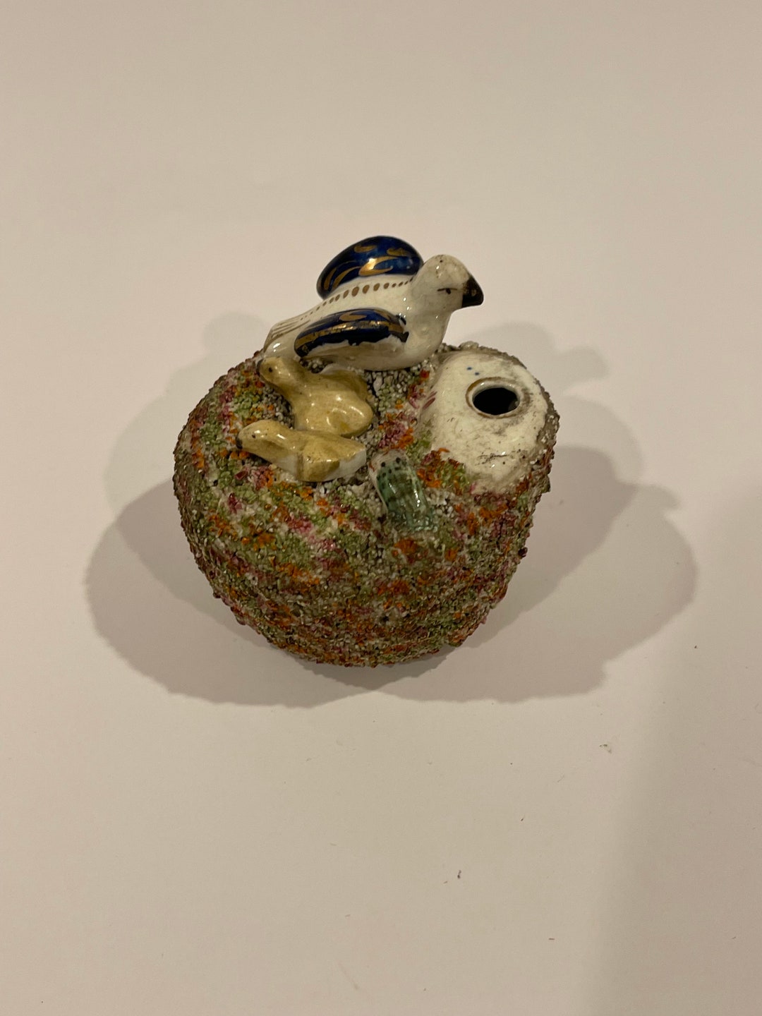 Staffordshire Quill Pen Holder Inkwell Dove Hatchlings Nest and Snake ...