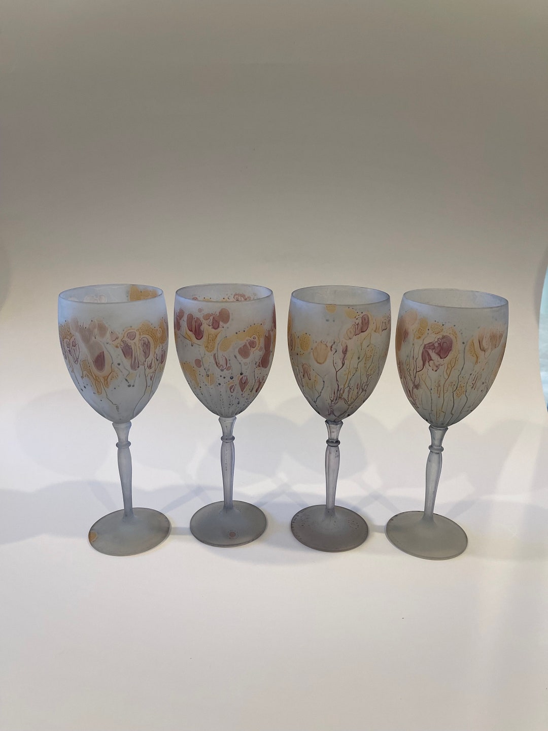 Vintage Schott Zwiesel Rueven Art Nouveau Set of 4 Handpainted Wine ...