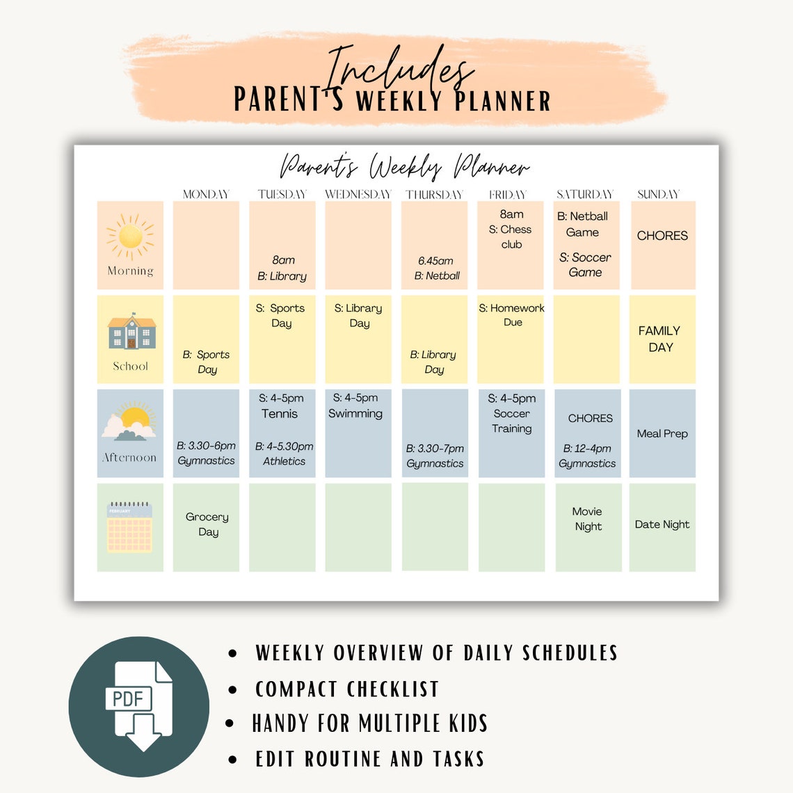 Editable Ultimate Chore Chart, Routine Kids Checklist, Daily, Weekly ...
