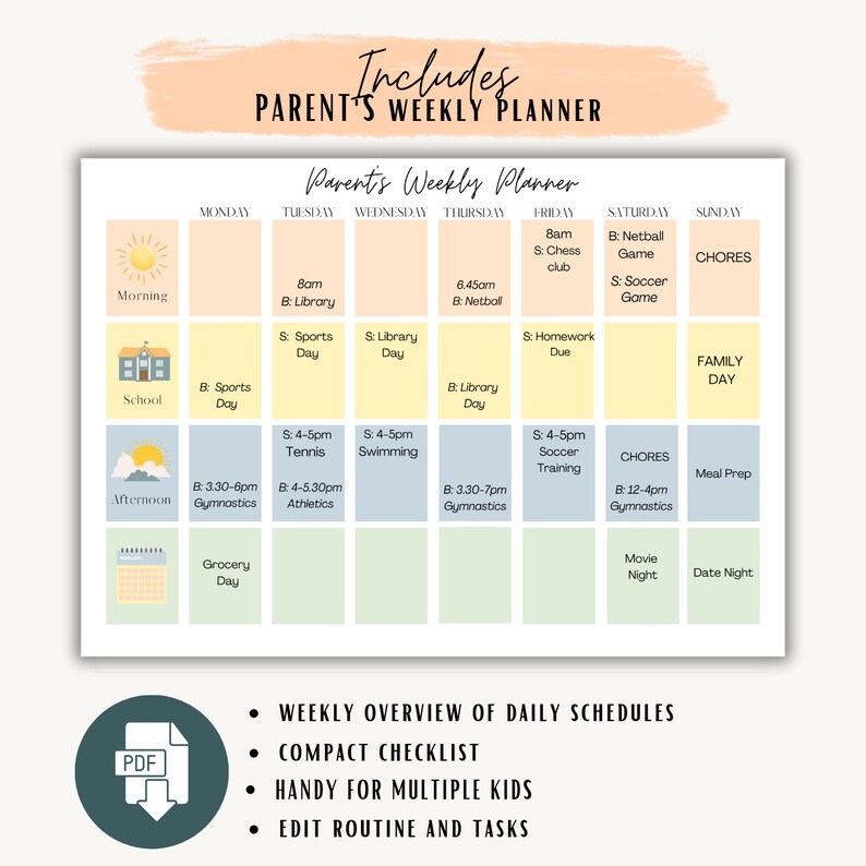 Editable Ultimate Chore Chart, Routine Kids Checklist, Daily, Weekly ...