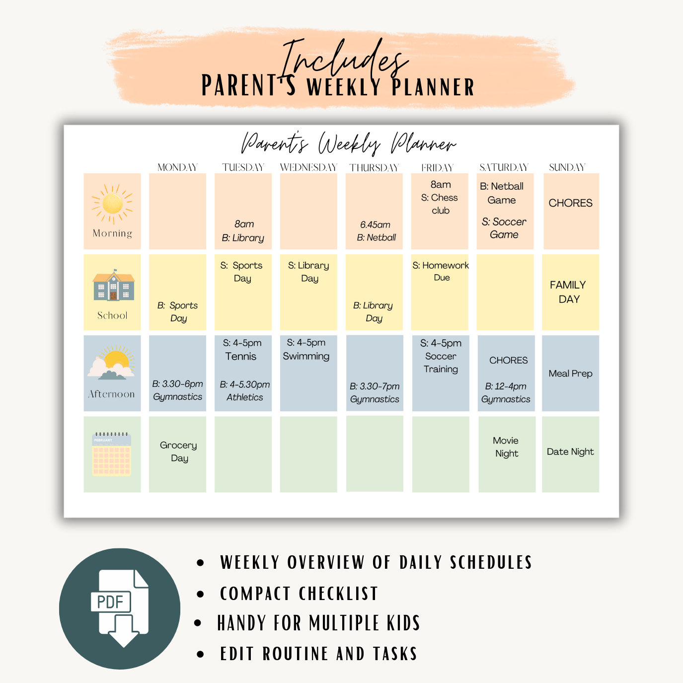 Editable Ultimate Chore Chart, Routine Kids Checklist, Daily, Weekly ...