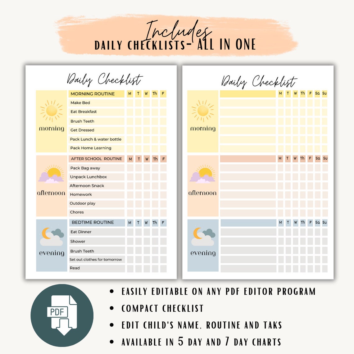 Editable Ultimate Chore Chart, Routine Kids Checklist, Daily, Weekly ...
