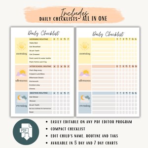 Editable Ultimate Chore Chart, Routine Kids Checklist, Daily, Weekly ...