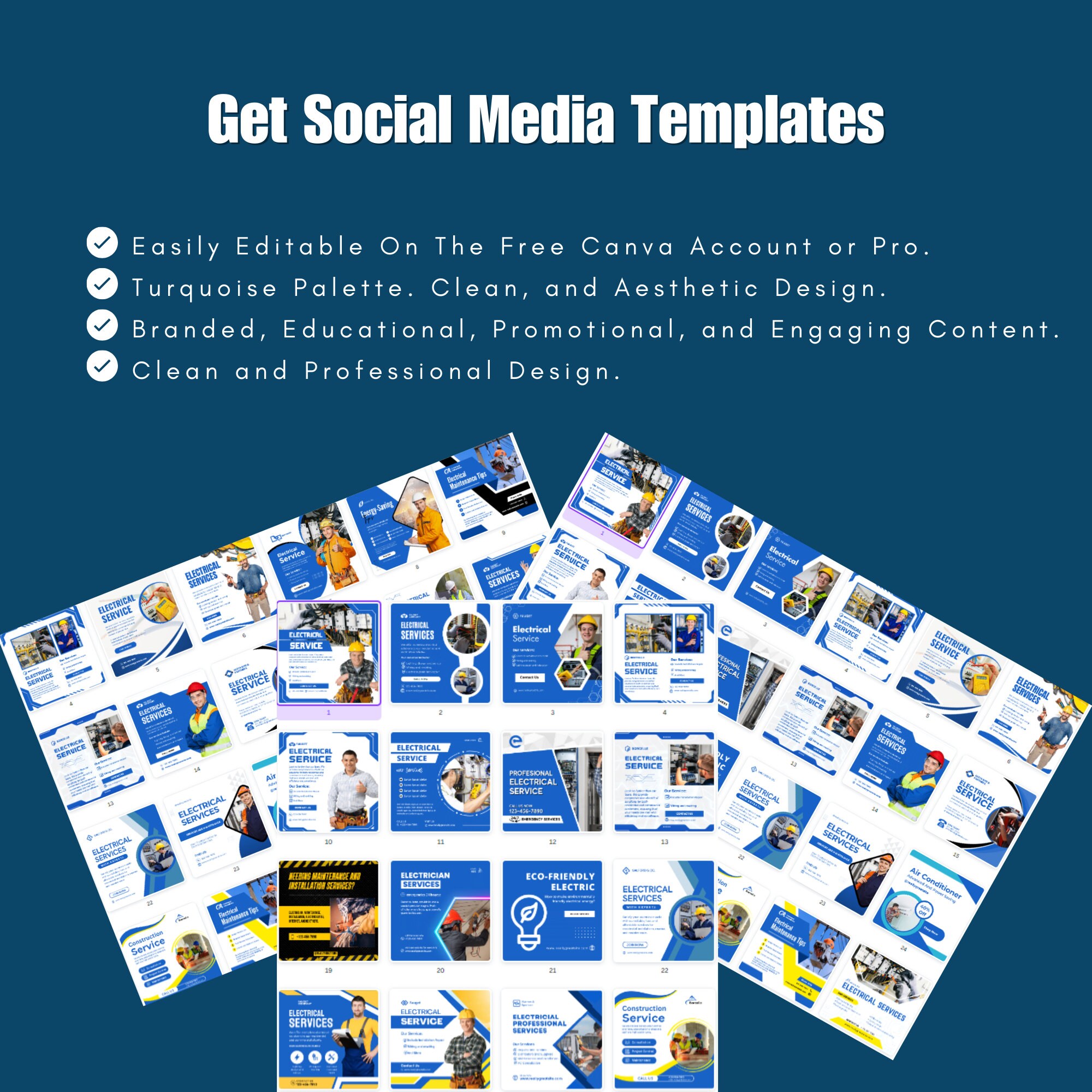 Electrician Social Media Templates – Editable Canva Designs for ...