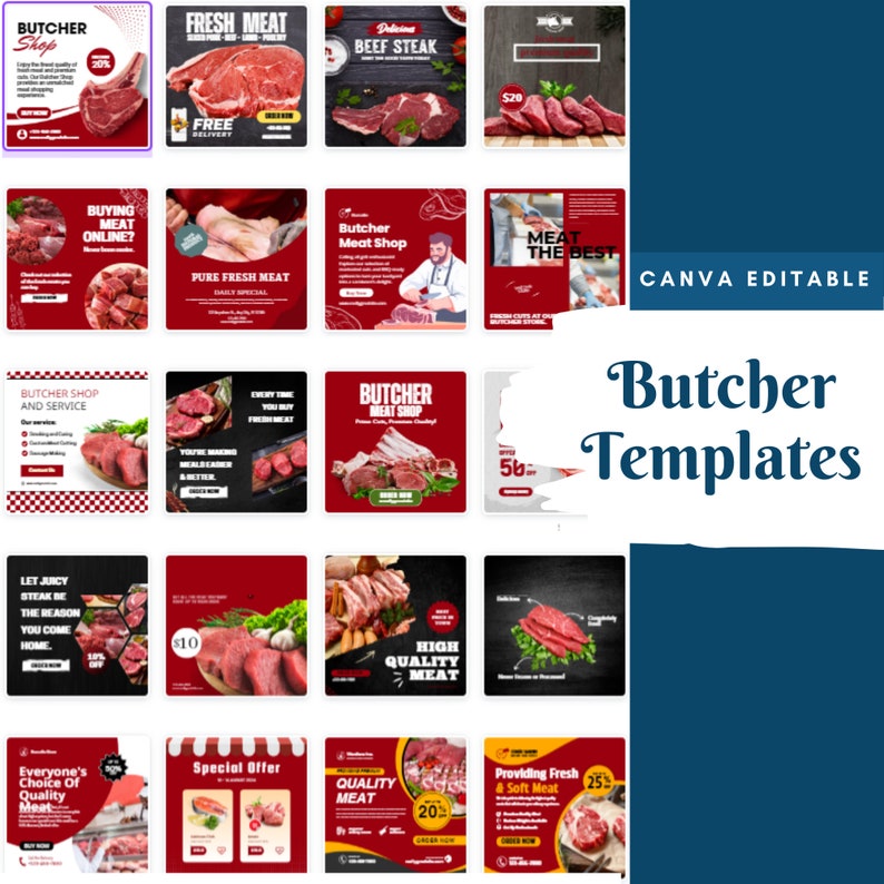 Butcher Shop Social Media Templates – Canva Designs for Instagram ...