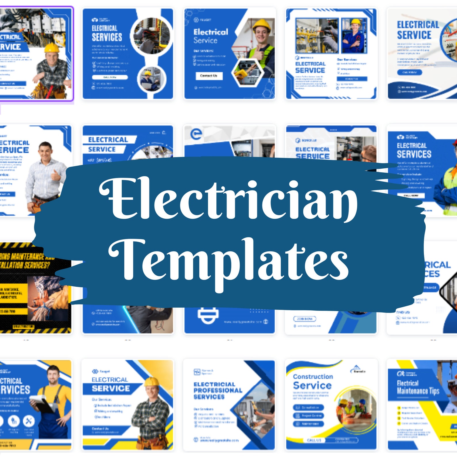 Electrician Social Media Templates – Editable Canva Designs for ...