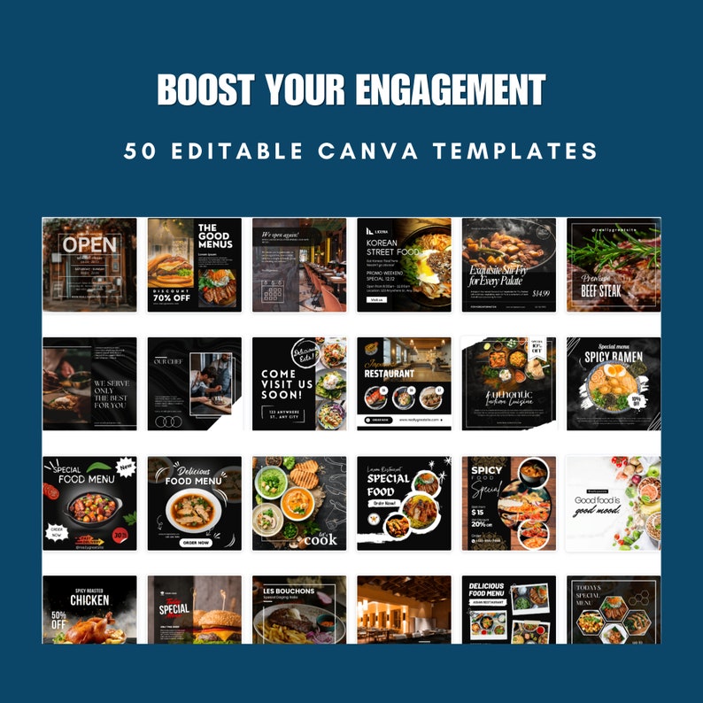 Restaurant Social Media Templates – Editable Canva Designs for ...