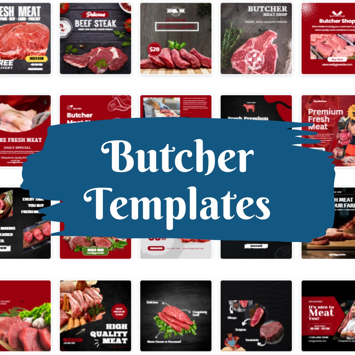 Butcher Shop Social Media Templates – Canva Designs for Instagram ...