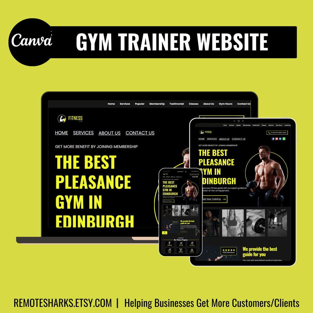 Gym Trainer Website Template for Canva – Easy-to-edit Design, Publish ...