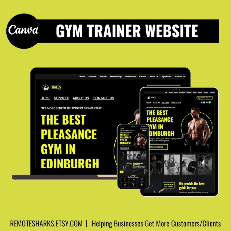 Gym CANVA Website Template, Gym Sales Page, Personal Trainer Sales Page ...