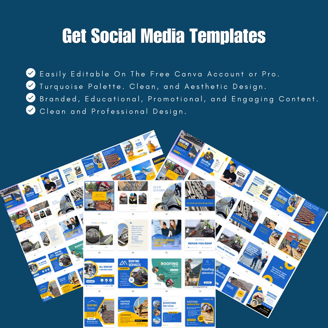 Roofers Social Media Templates – Editable Canva Designs for Instagram ...