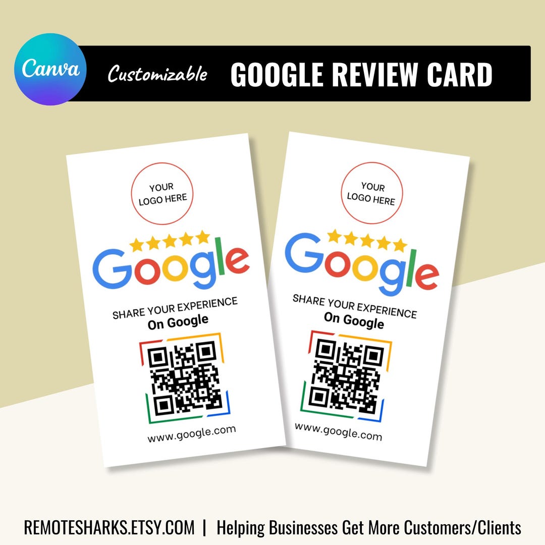 Google Review Card – Editable QR Code Feedback & Rating Sign (canva ...