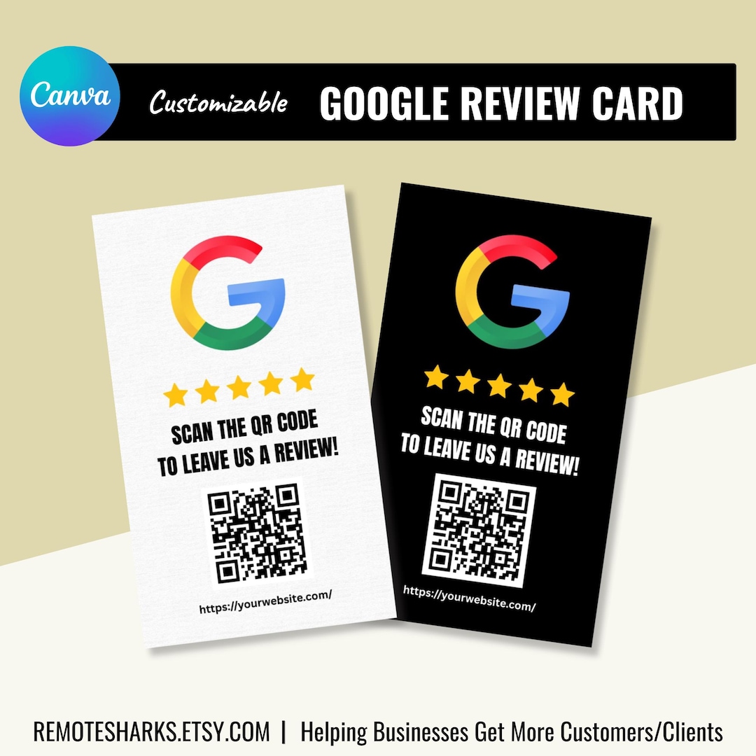 Google Review Card – Editable QR Code Feedback & Rating Sign (canva ...