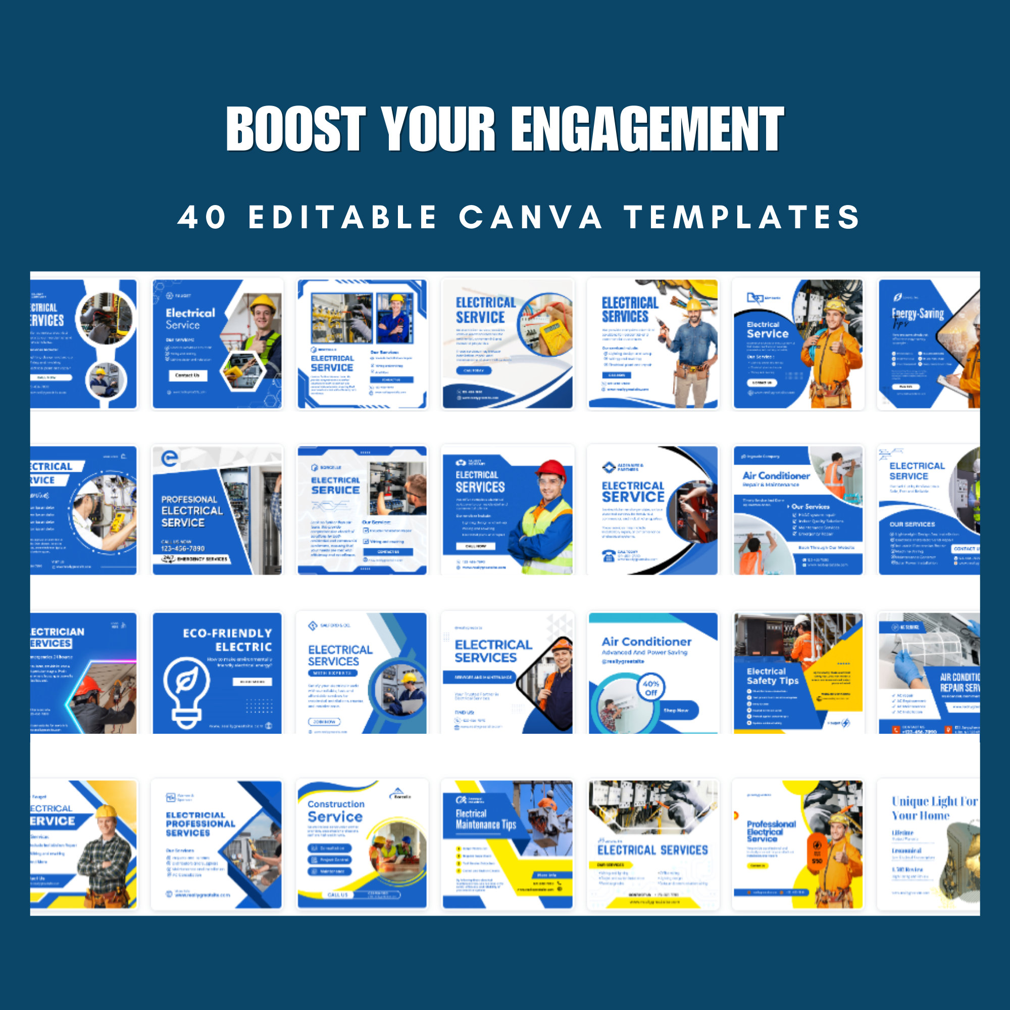 Electrician Social Media Templates – Editable Canva Designs for ...