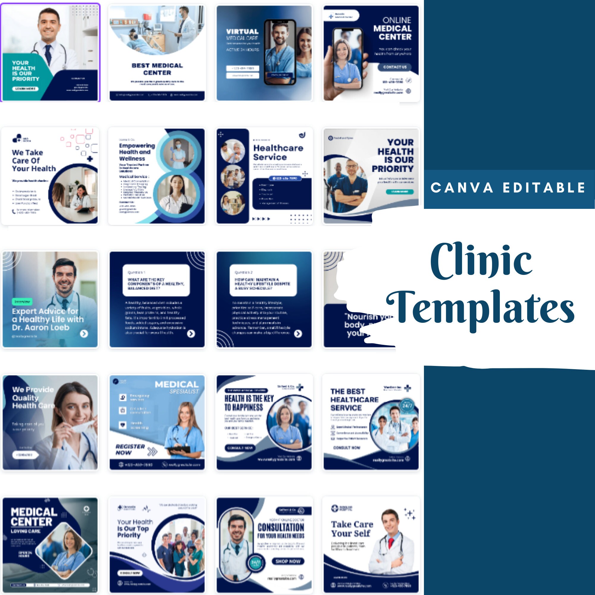 Healthcare Clinic Social Media Templates – Canva Designs for Instagram ...