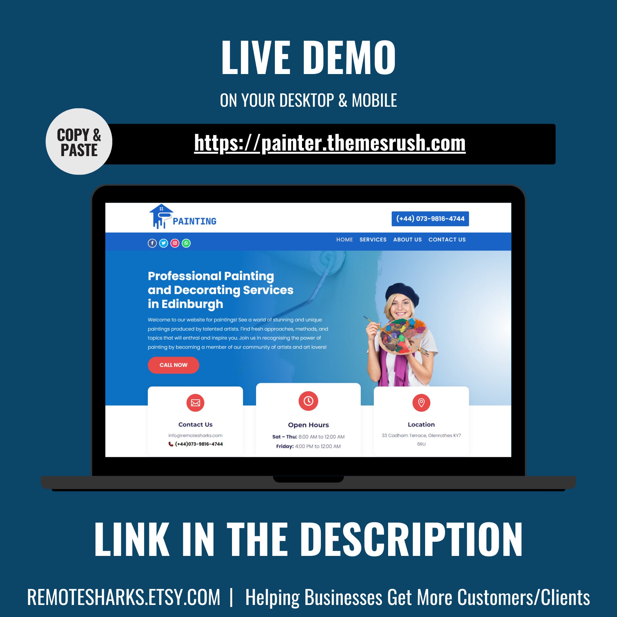 Painting Company Website Template, Painting Contractor Website Design ...