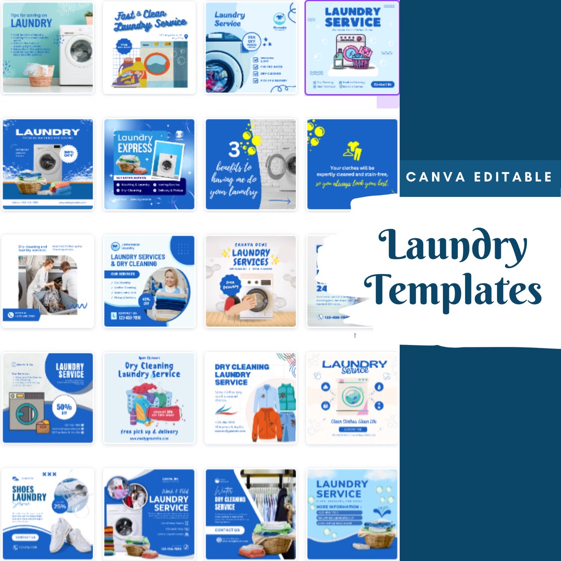 Laundry Social Media Templates – Editable Canva Designs for Instagram ...