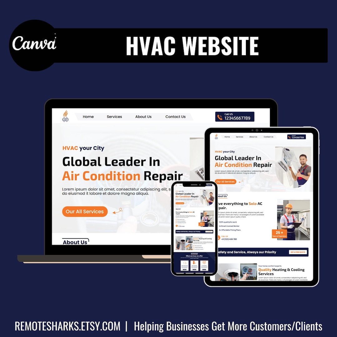 HVAC Website Template, HVAC Website Design, Hvac Landing Page, Hvac ...