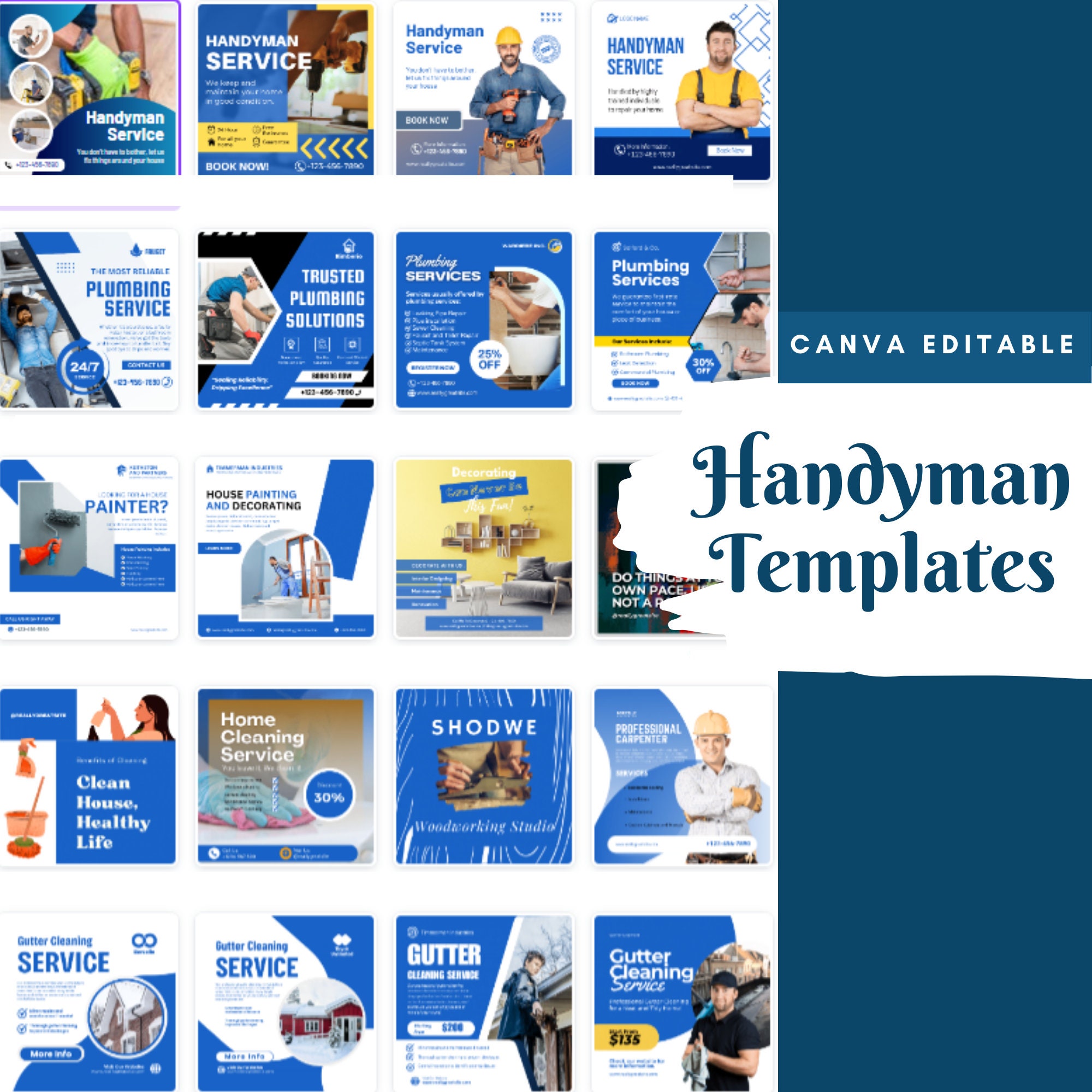 Handyman Social Media Templates – Editable Canva Designs for Instagram ...