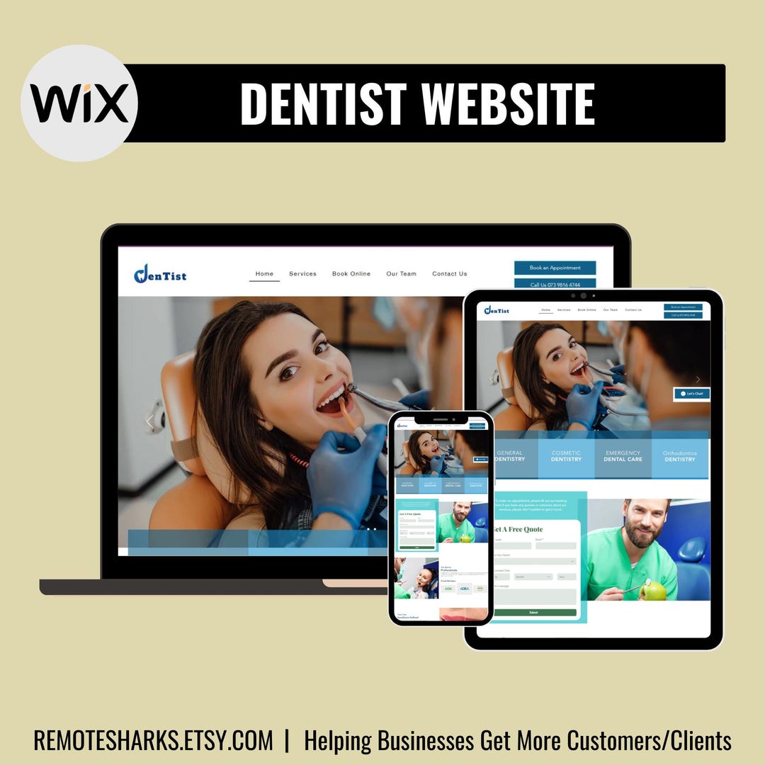 Dentist Website Design, Dentist Web Template, WIX Template, Dentist Website Theme, Dentist WIX ...