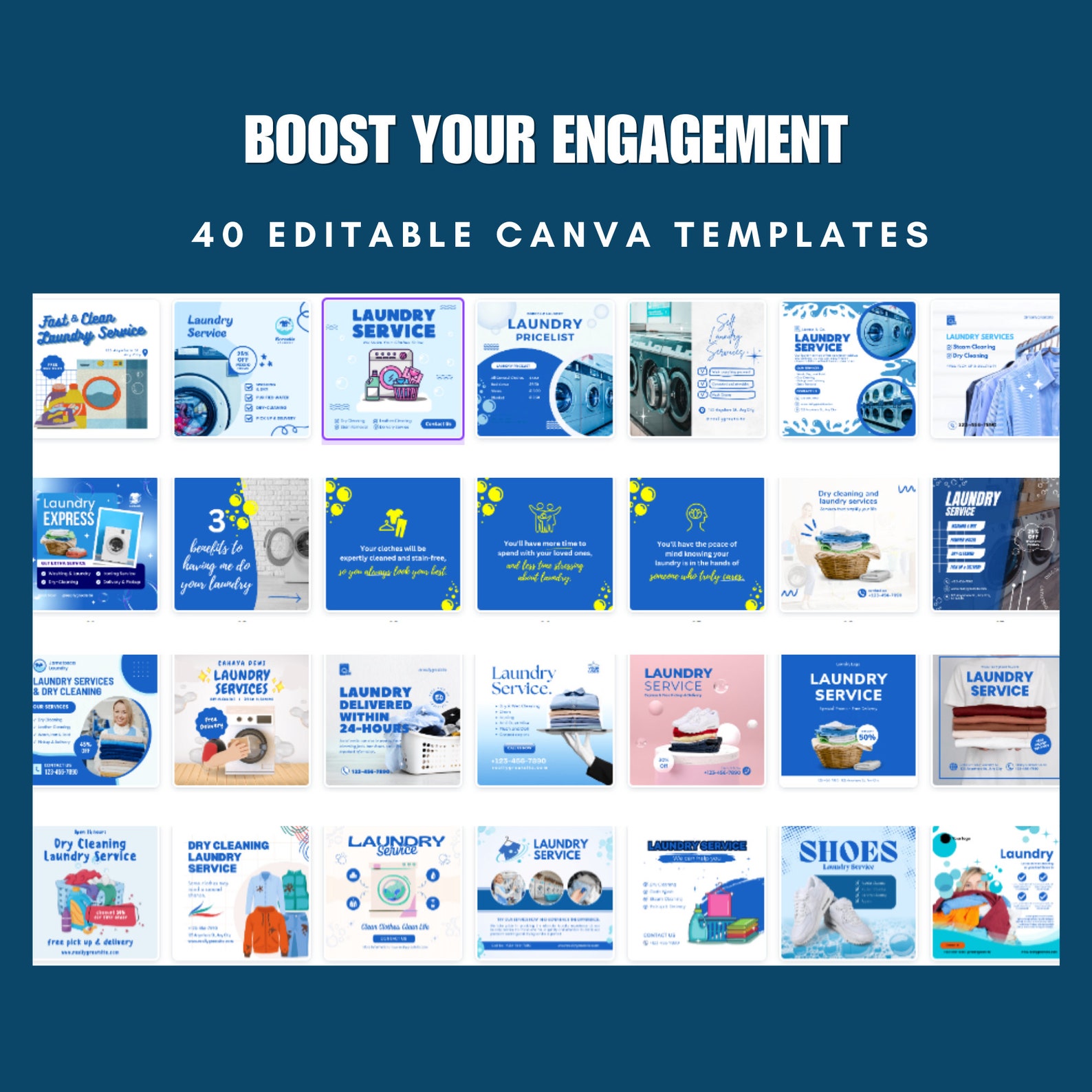 Laundry Social Media Templates – Editable Canva Designs for Instagram ...