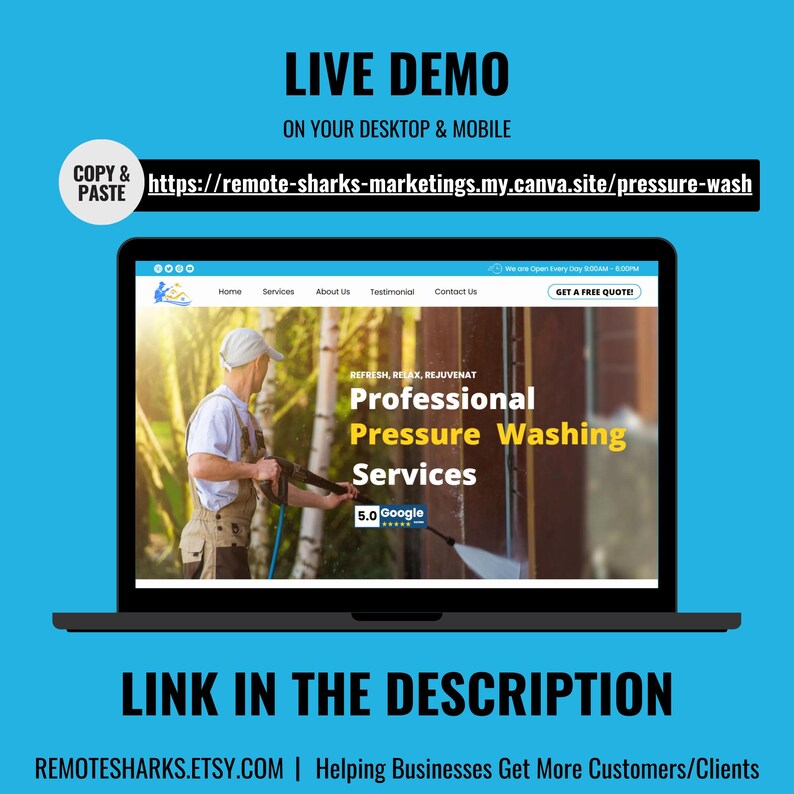 Pressure Wash Website Template, Power Wash Website Design, Pressure ...