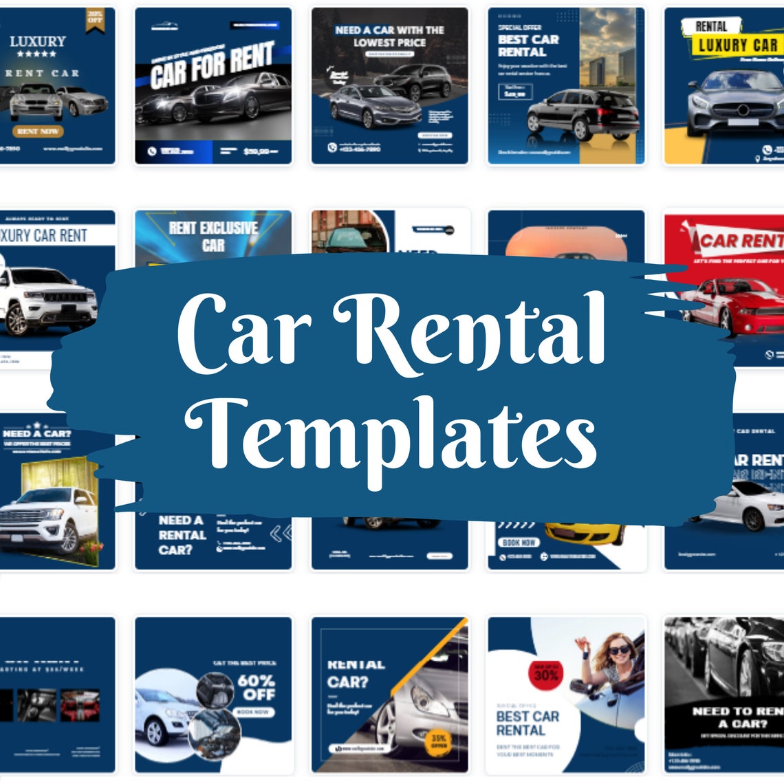 Car Rental Social Media Templates, Car Rental Instagram Templates, Car ...