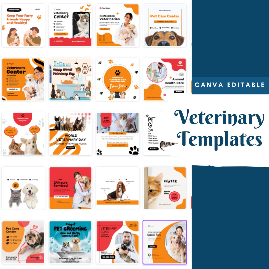 Veterinary Social Media Templates – Editable Canva Designs for ...