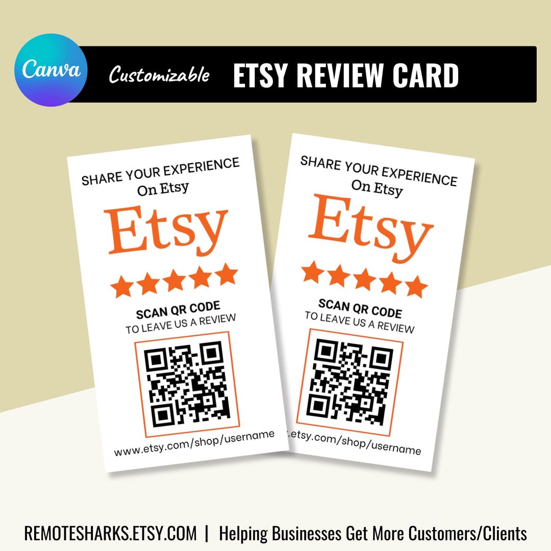 Etsy Review Card – Editable QR Code Feedback & Rating Sign (canva ...