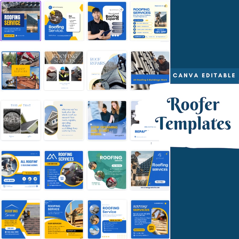 Roofers Social Media Templates – Editable Canva Designs for Instagram ...