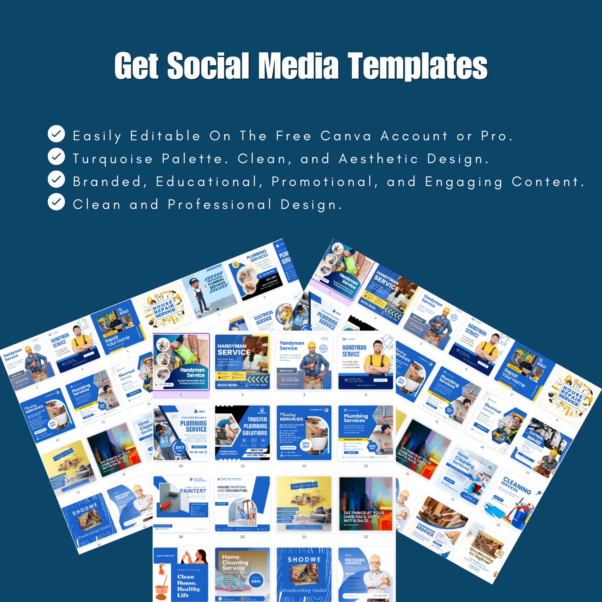 Handyman Social Media Templates – Editable Canva Designs for Instagram ...
