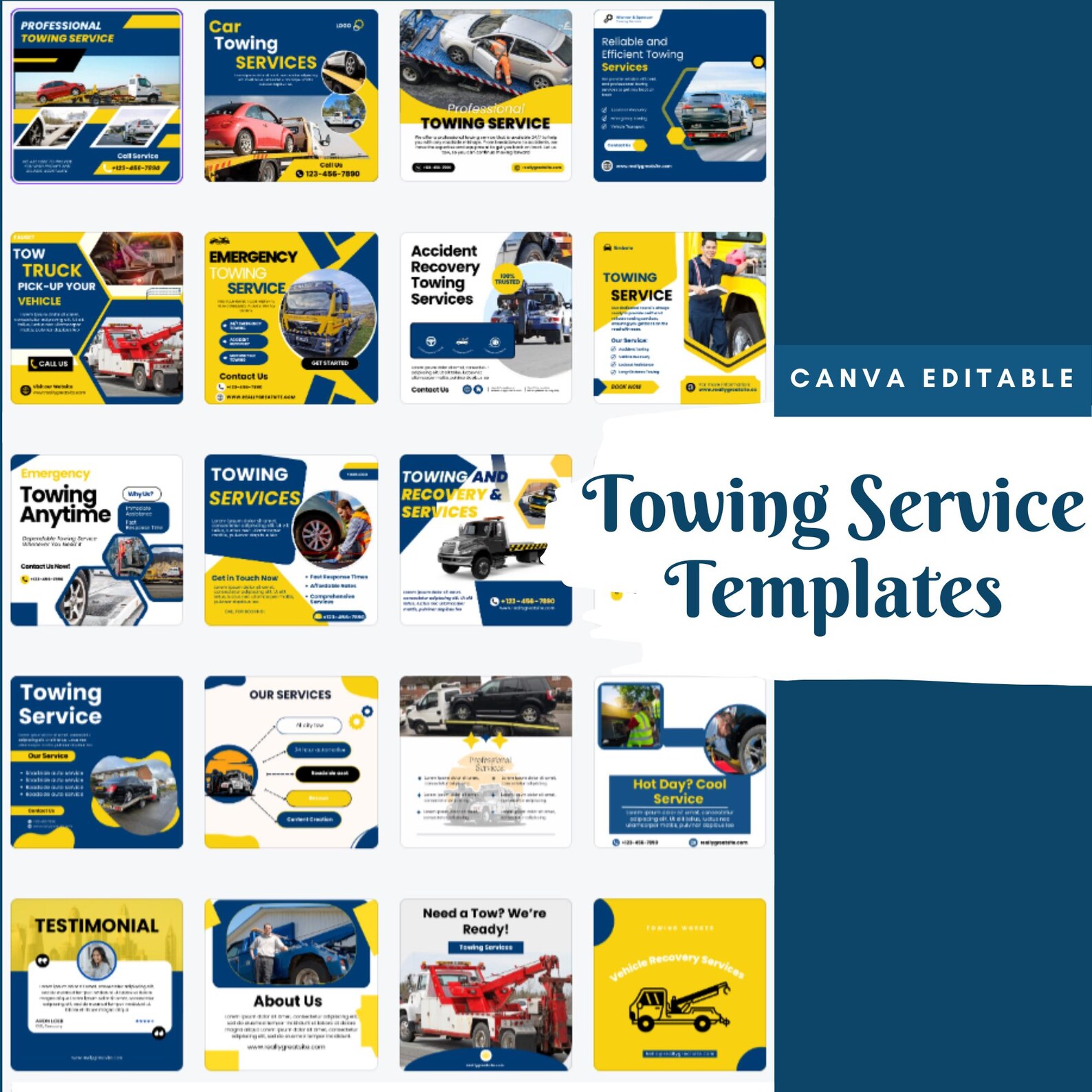 Towing Social Media Templates, Towing Company Instagram Templates ...