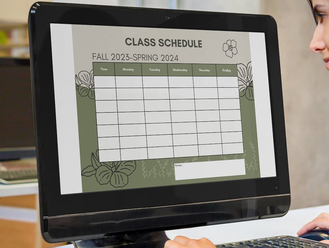 Digital Class Schedule Planner, Printable Schedule, Class Template ...