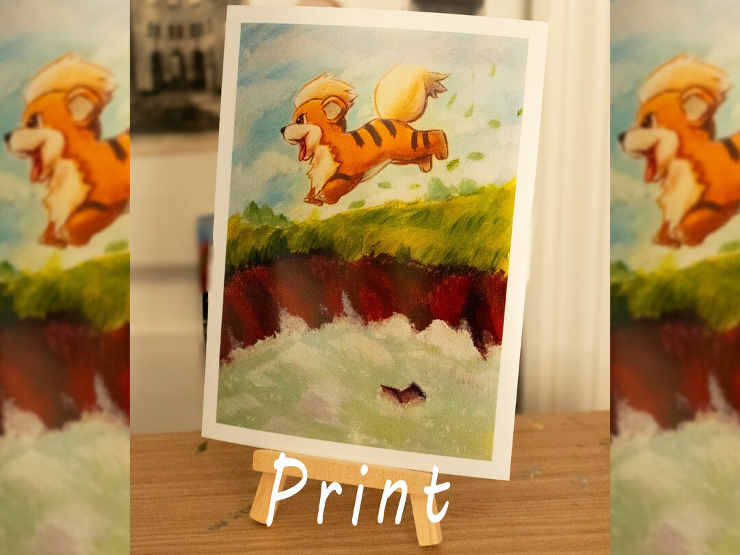 Growlithe PRINT, Altered Pokemon Card Art, Custom Art, Nintendo Art ...